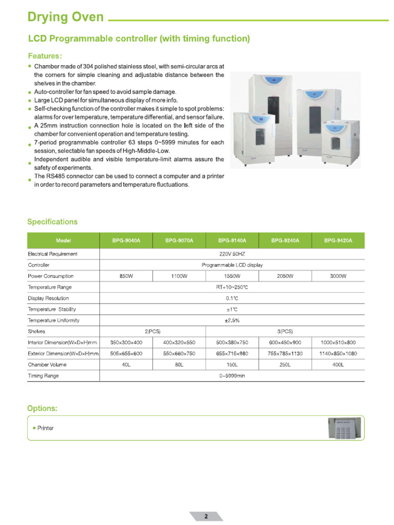 Catalogue Drying Oven | PDF