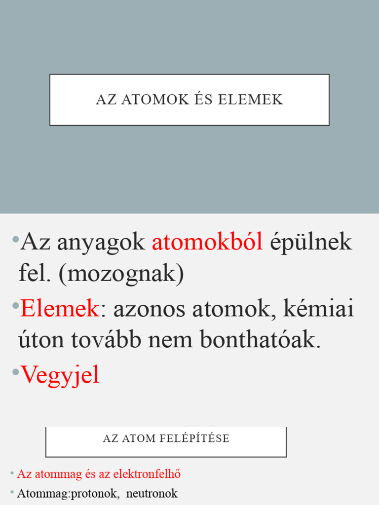 Az Atomok És Elemek | PDF
