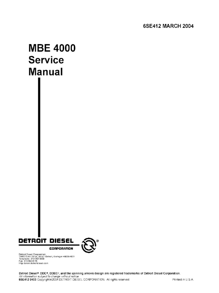 Detroit Diesel MBE4000 Service Manual_compressed | PDF | Internal ...