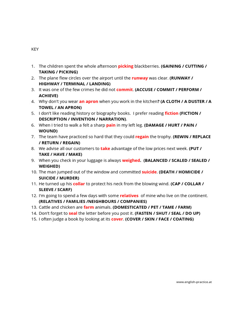 Vocabulary Practice for ESL Learners | PDF