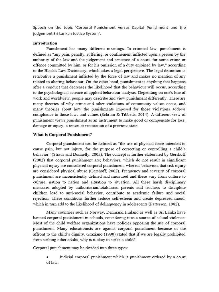 Sri Lankan Punishment Systems | PDF | Capital Punishment | Corporal ...