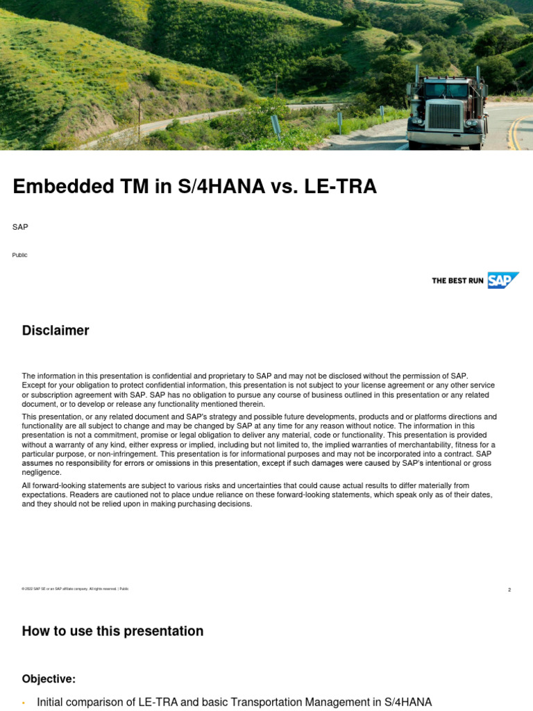 SAP TM in S4 HANA (Basic and Advanced) Vs LE-TRA | Download Free PDF | Cargo | Logistics