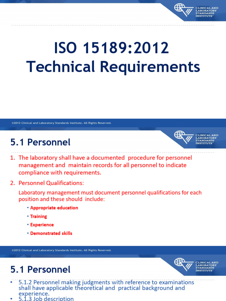 ISO 15189:2012 Personnel Standards | PDF | Sensitivity And Specificity ...