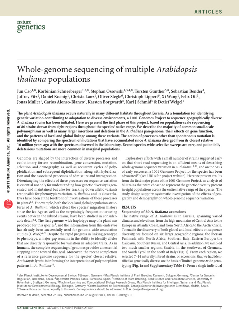Whole Genome Sequencing of Multiple Arab | PDF | Single Nucleotide ...