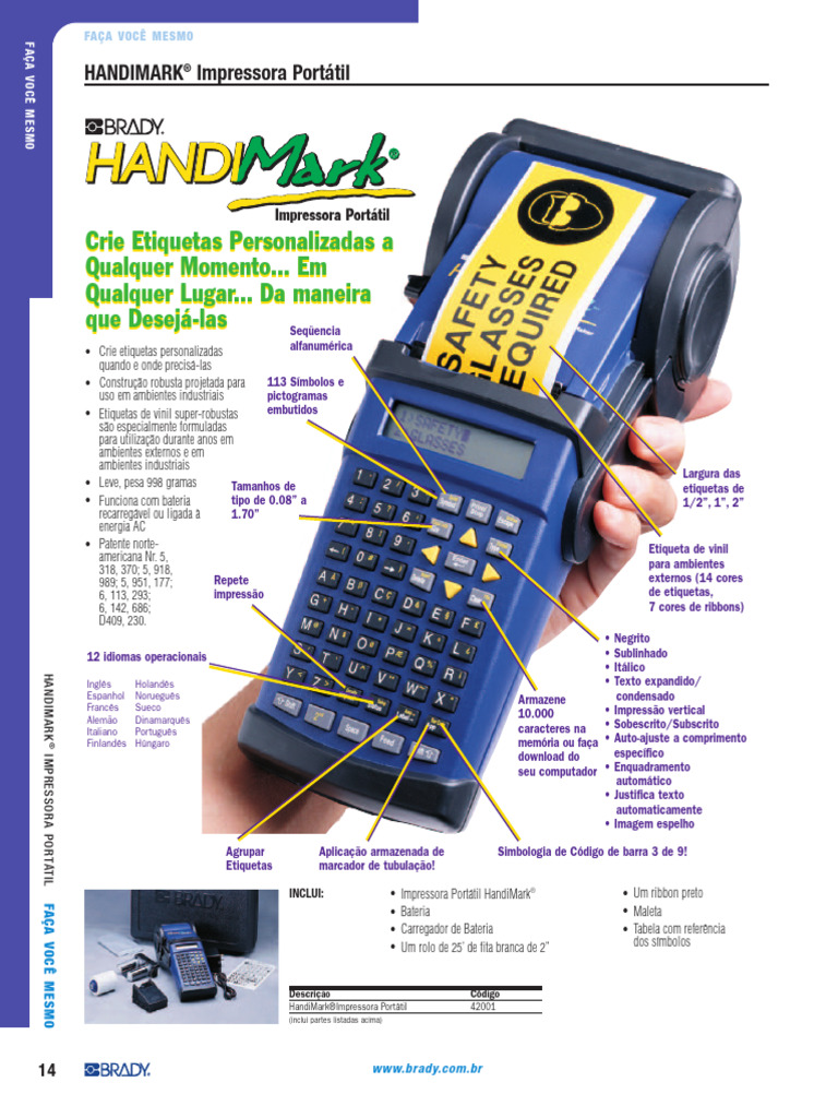 Catalogo - Fitas e Ribbons - Brady - HandiMark | PDF | Impressora ...