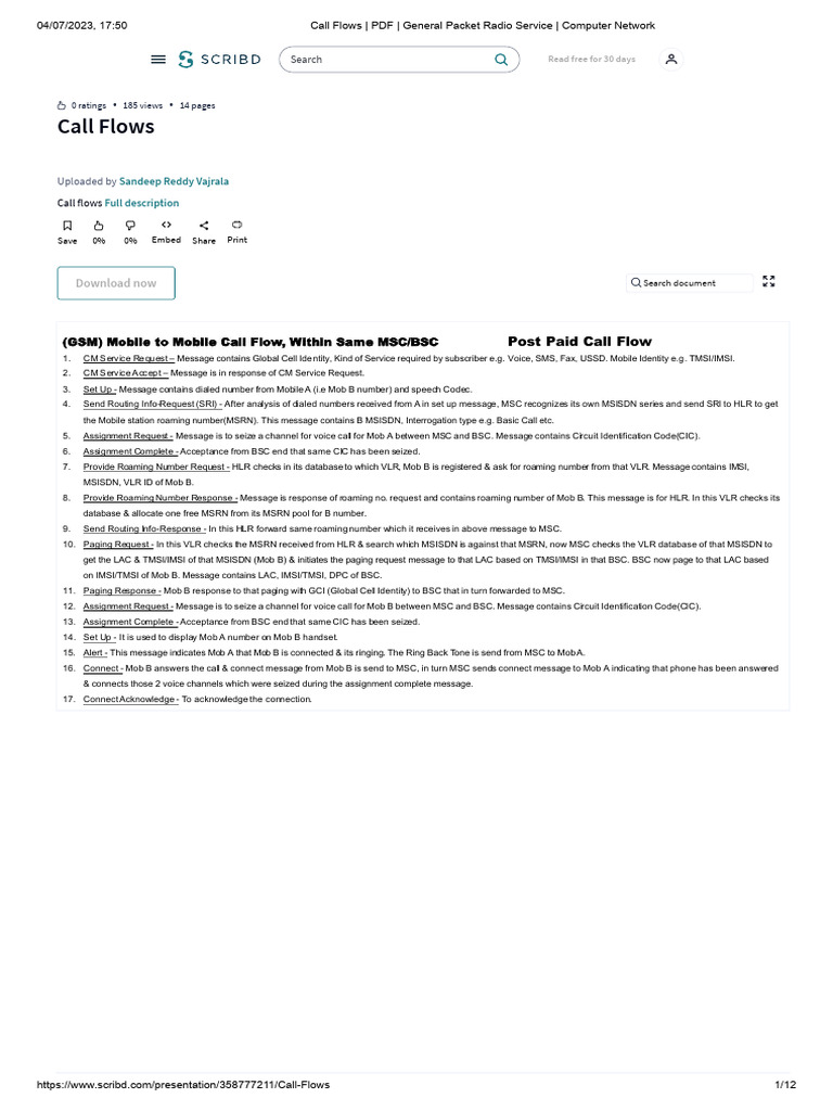 Call Flows | PDF | Computer Network | General Packet Radio Service