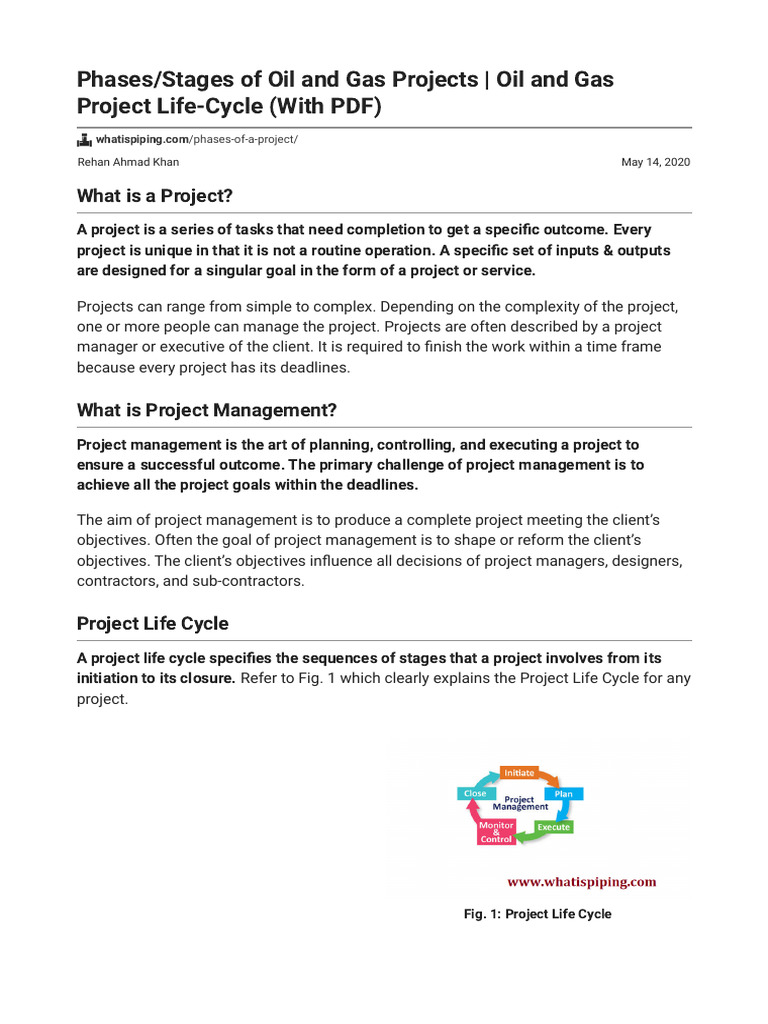 Phases - Stages of Oil and Gas Projects - Oil and Gas Project Life ...