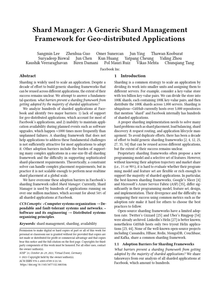 Shard Manager | PDF | Load Balancing (Computing) | Databases