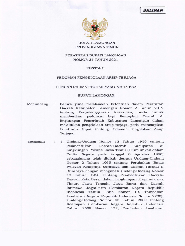 Pedoman Pengelolaan Arsip Terjaga | PDF