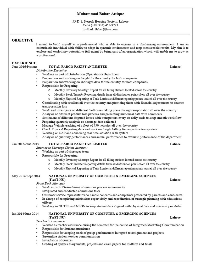 Umer Resume | Download Free PDF | Business