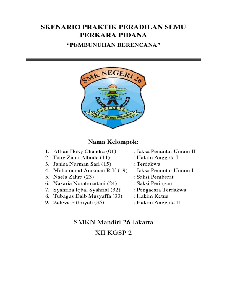 Naskah Skenario Persidangan Kelompok 1 PPKN - Yes | PDF | Hukum | Agama & Spiritualitas