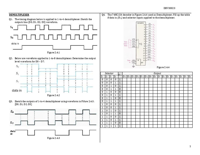 Unit 4 (Tutorials) - Combinational Logic Circuits (De-Multiplexer) | Download Free PDF ...