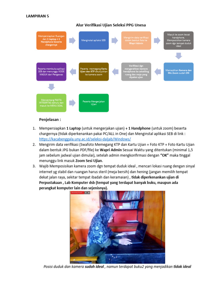 Lampiran 5. PER2-Alur Verifikasi Ujian Seleksi PPG Unesa (Konsep) | PDF