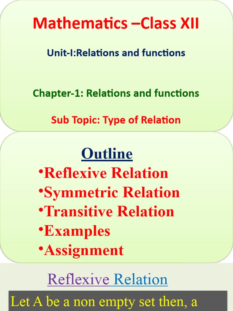 Relations and Functions Class 12 | PDF | Mathematical Concepts | Algebra