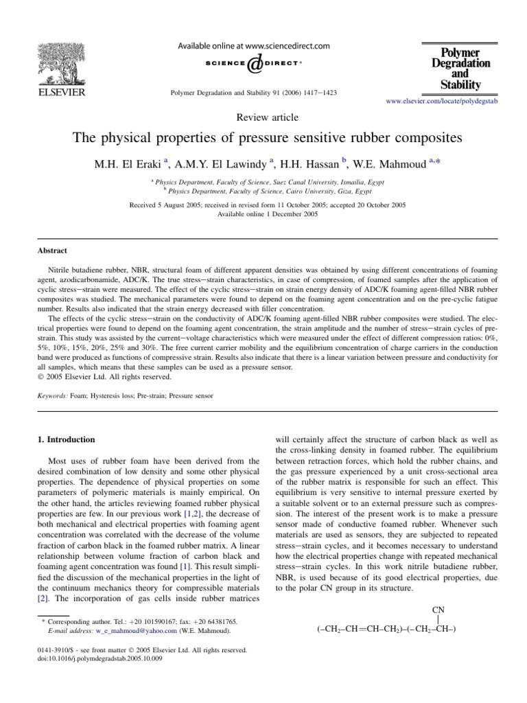 The Physical Properties of Pressure Sensitive Rubber Composites | PDF ...