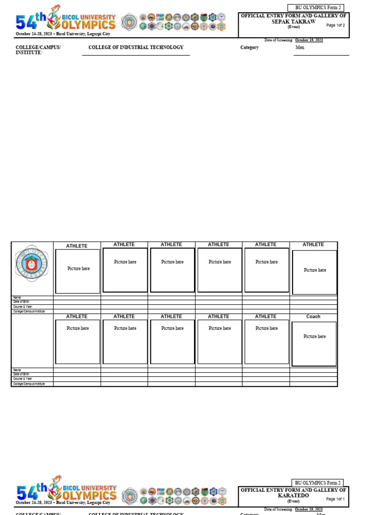 BU OLYMPICS Form 2 Gallery | PDF