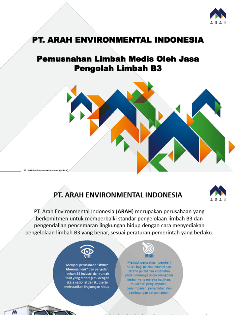 Presentasi Pengelolaan Limbah B3 PT Arah Environmental Indonesia (JCC) | PDF