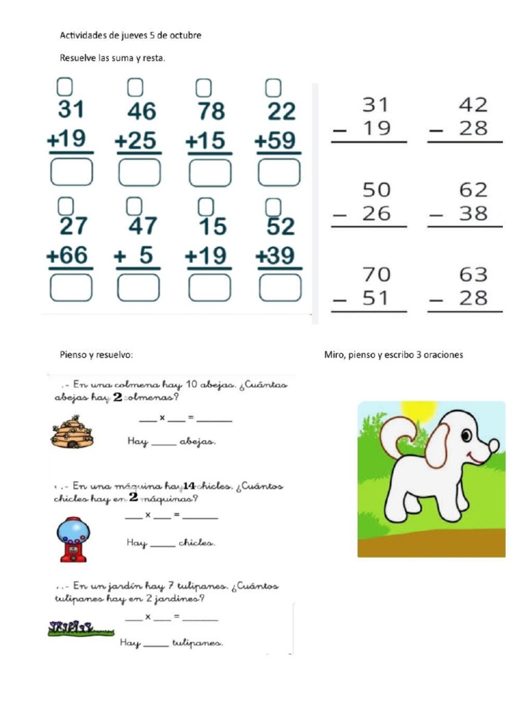 Actividad para Segundo Grado Lengua y Matematica | PDF