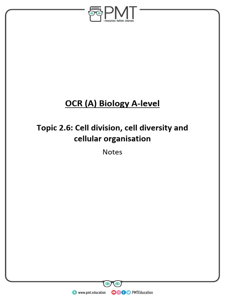 2.6. Cell Division, Cell Diversity and Cellular Organisation | PDF ...