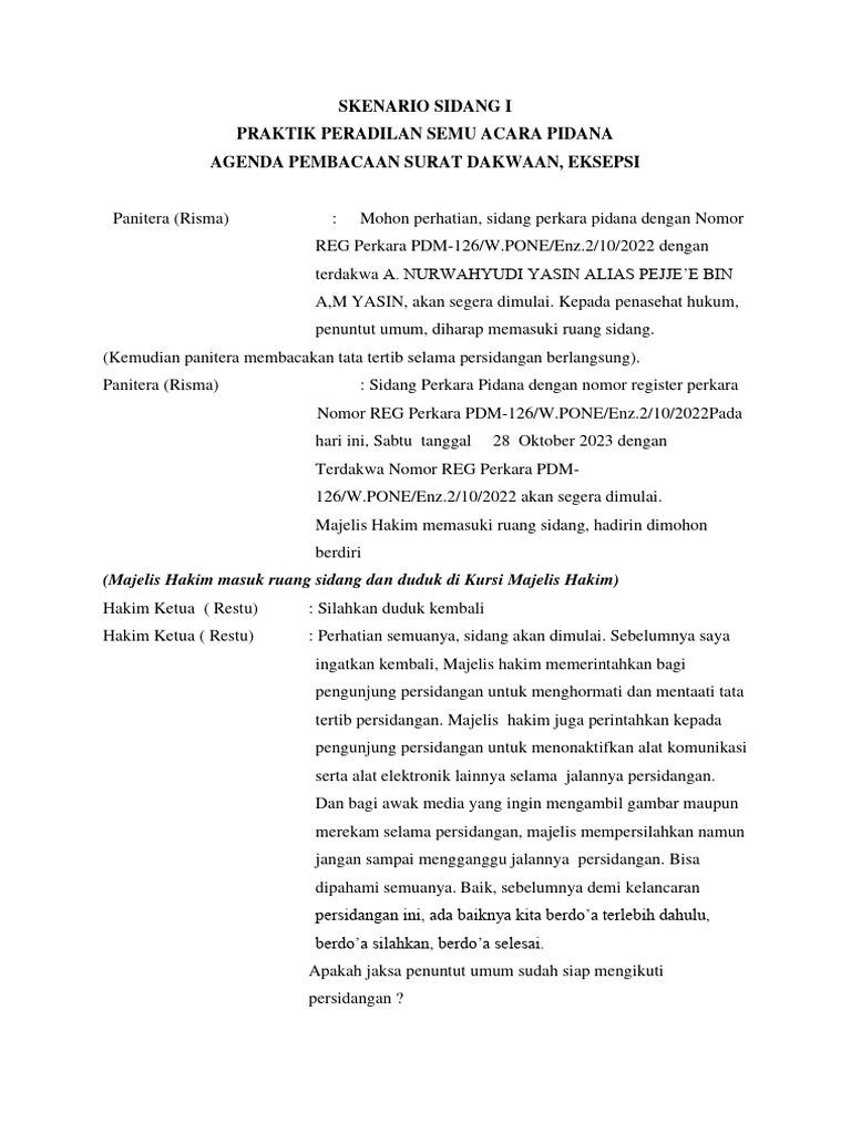 Naskah Sidang Acara Pidana | PDF Naskah Sidang Acara Pidana | PDF