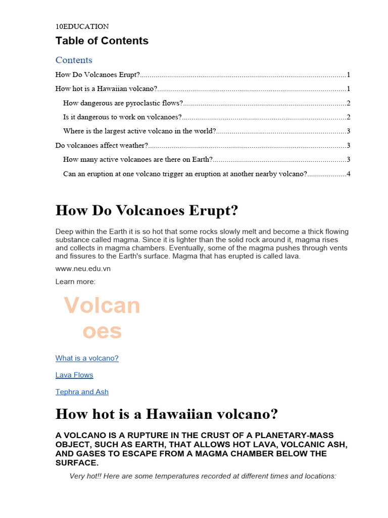 Volcano | PDF | Volcano | Types Of Volcanic Eruptions
