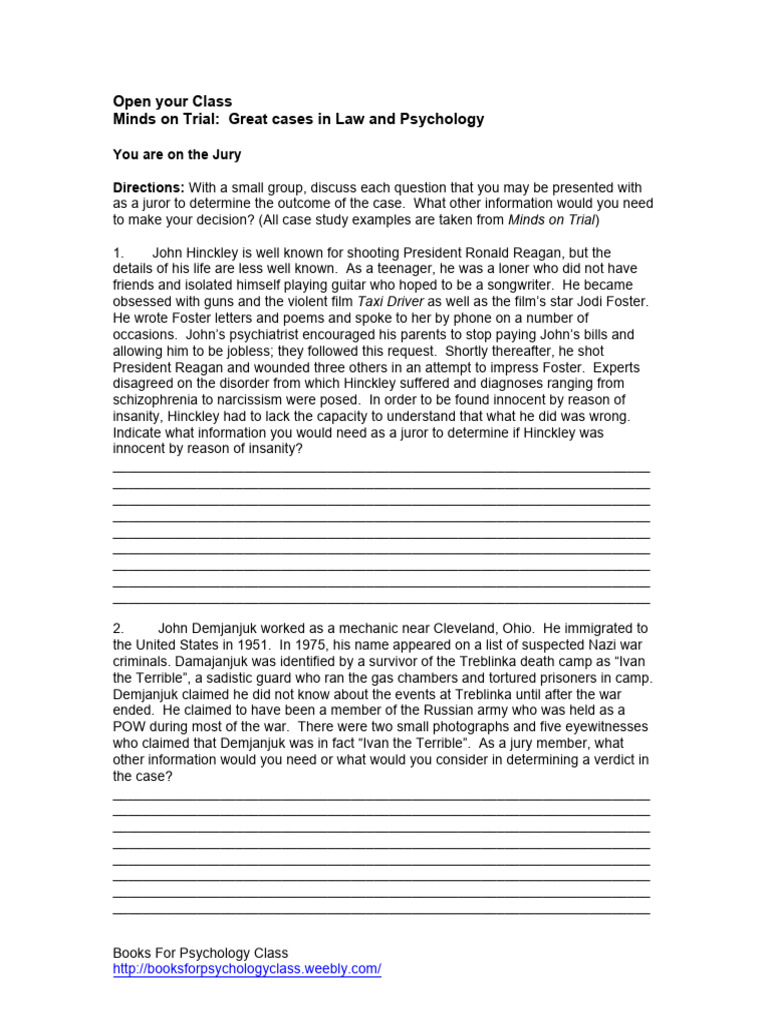 You Are The Jury Case Studies | PDF | Criminal Law | Crimes