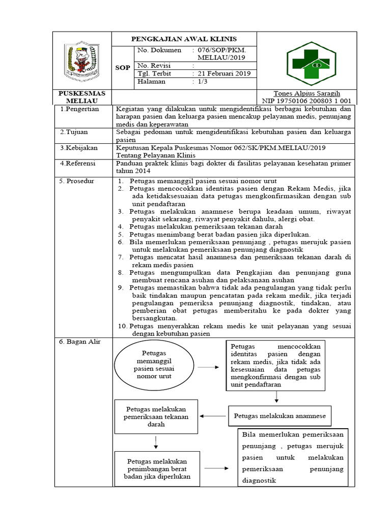 Sop Pengkajian Awal Klinis Baru Diedit | PDF | Kesehatan Holistik