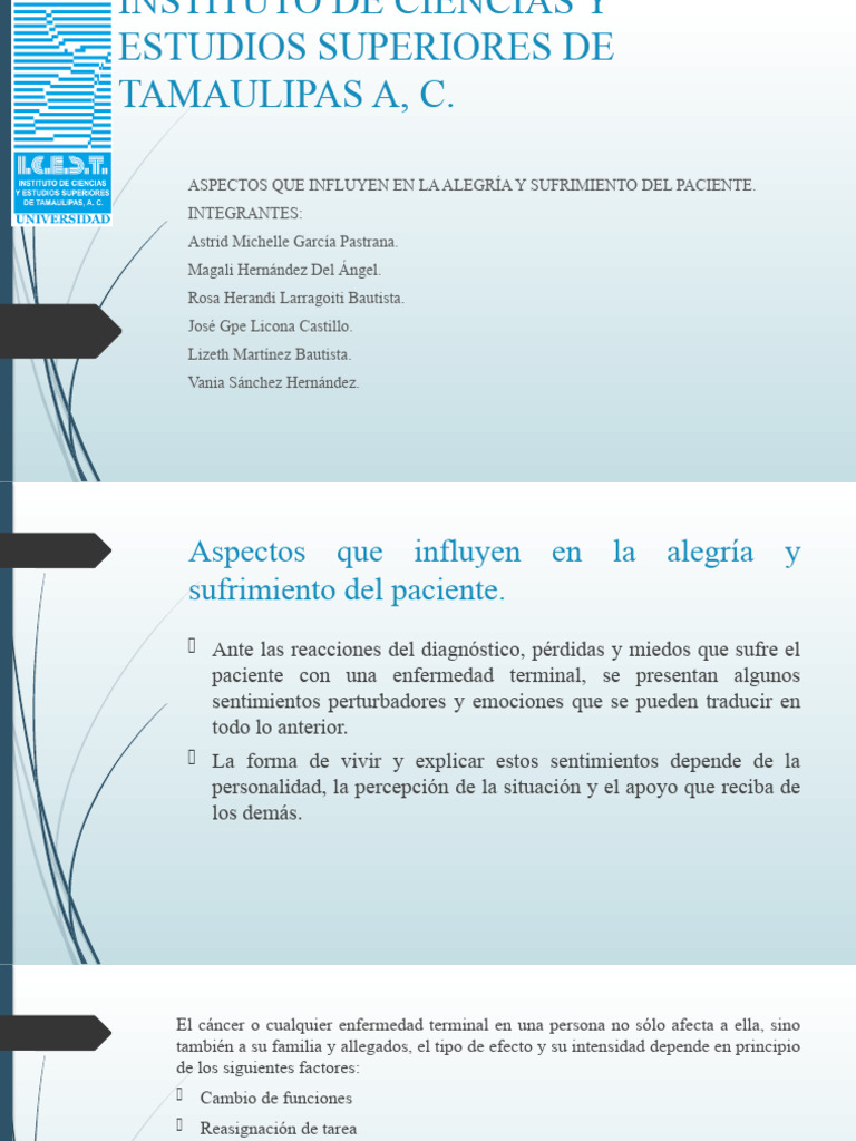 aspectos que influyen en la alegría y sufrimiento del paciente | PDF | Las emociones | Dolor
