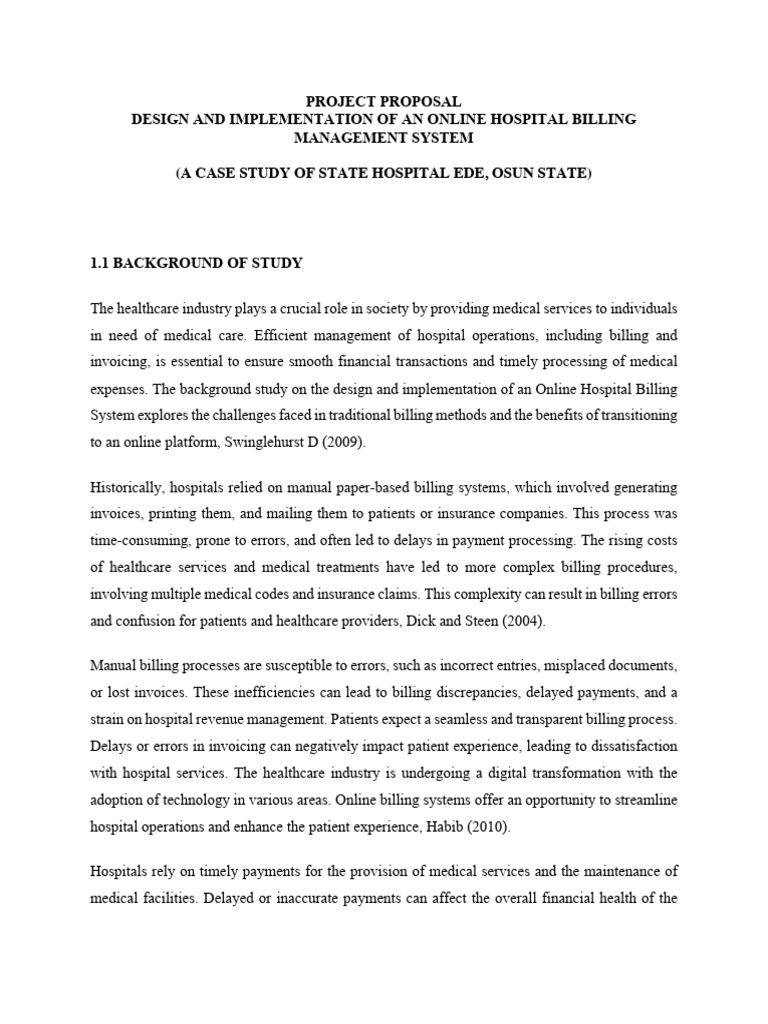 Online Hospital Billing System Proposal | PDF | Health Care | Patient