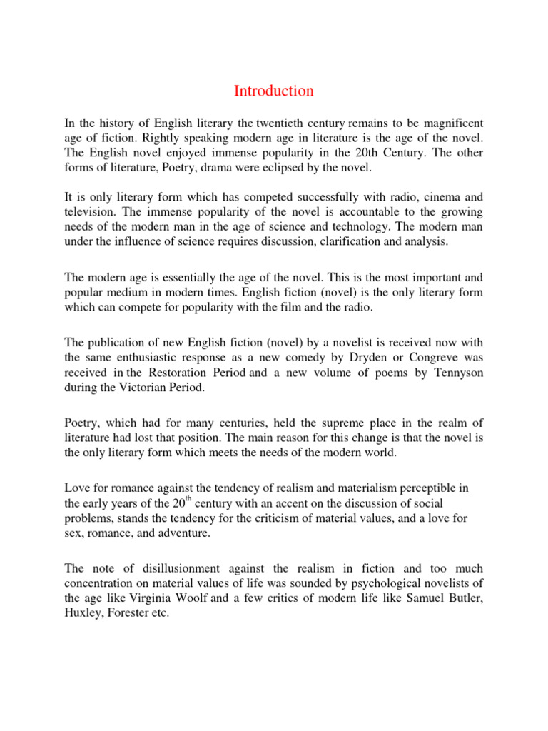 INTRODUCTION | PDF | Novels | Novelists