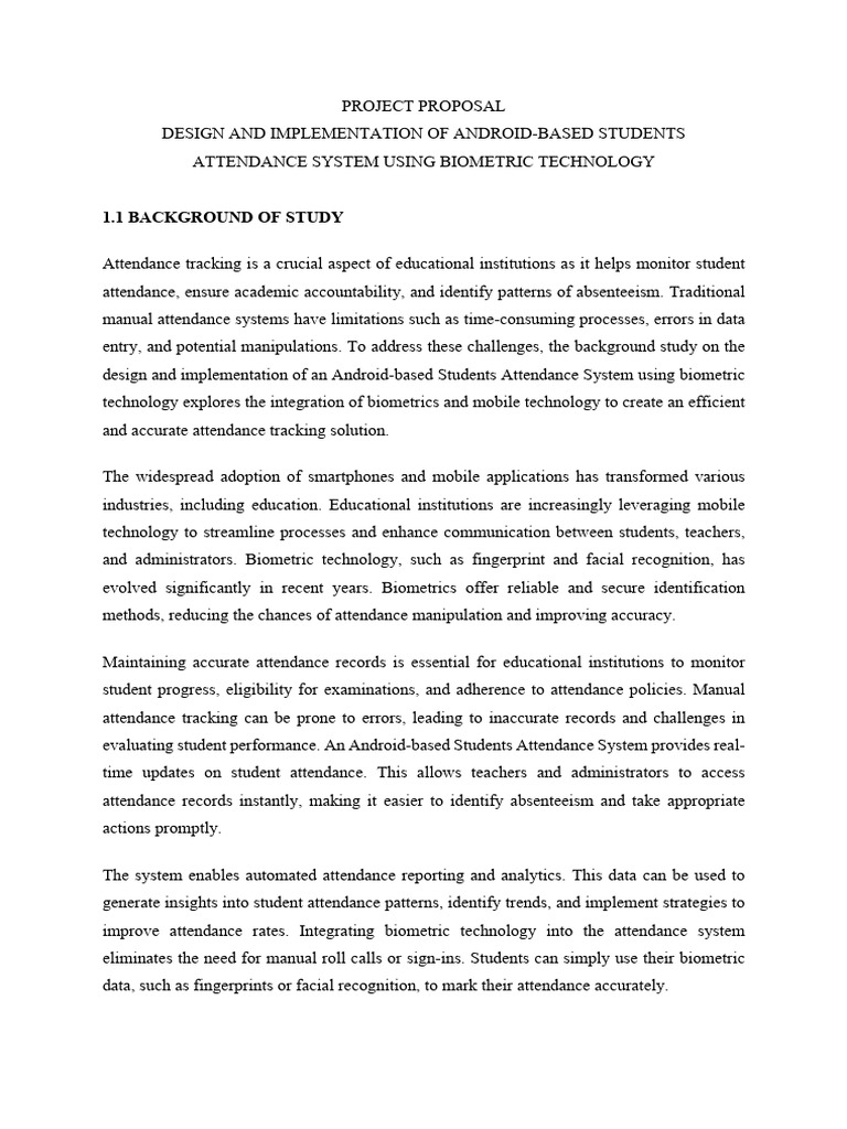 Project Proposal Student Attendance | PDF | Biometrics | Android (Operating System)