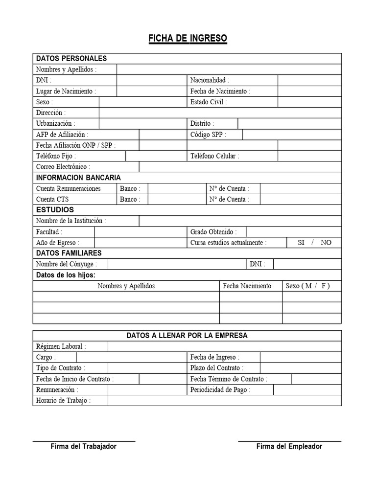 Ficha de Ingreso | PDF