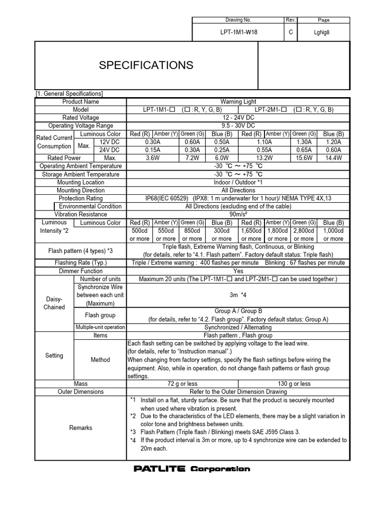 LPT - Specifications (En) | PDF | Flash (Photography) | Electrical ...
