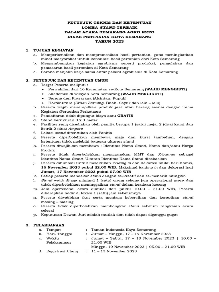 Juknis Lomba Stand Terbaik | PDF