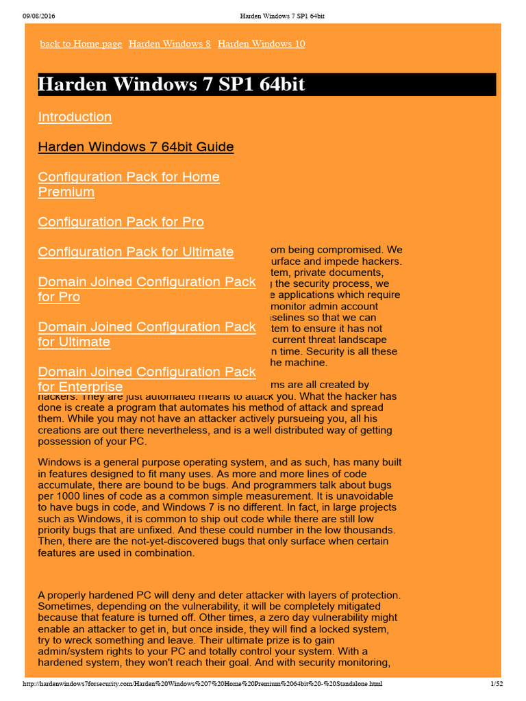 Security - Win7 - Harden Windows 7 SP1 64bit | PDF | I Pv6 | Computer Network
