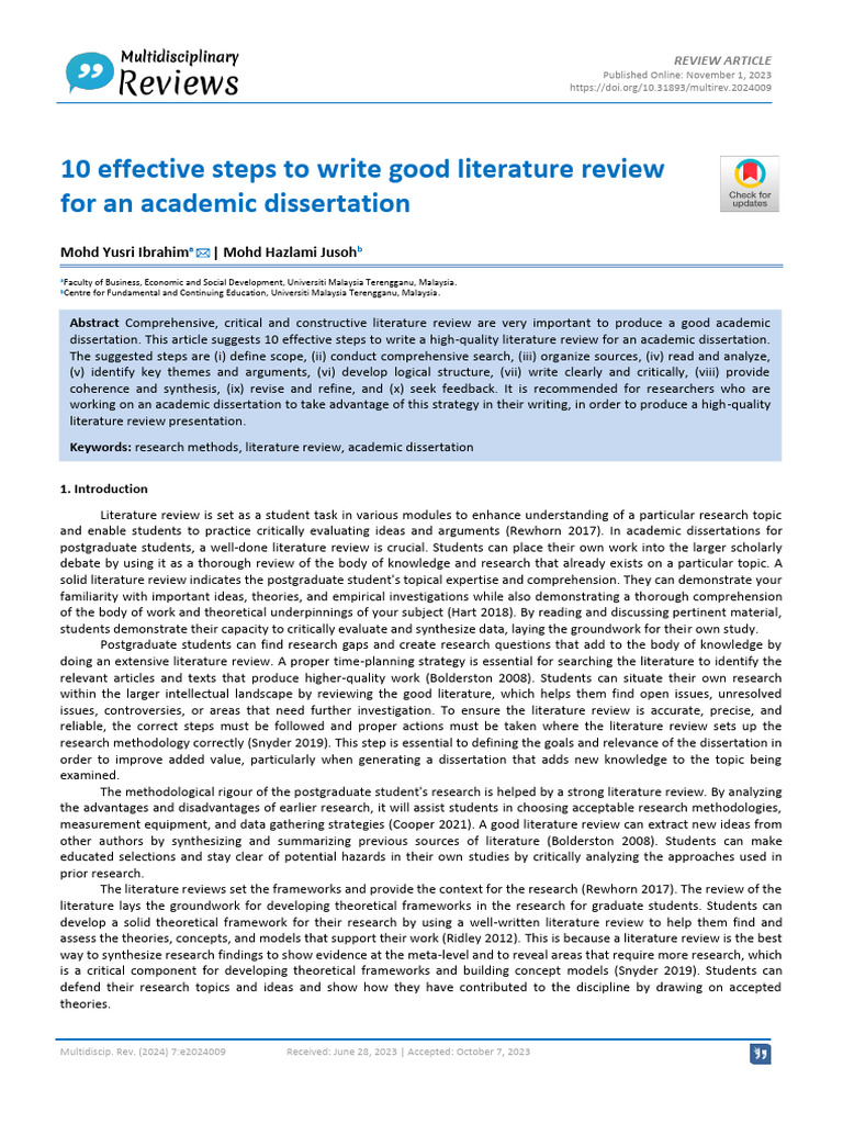 10 Effective Steps To Write Good Literature Review For An Academic ...