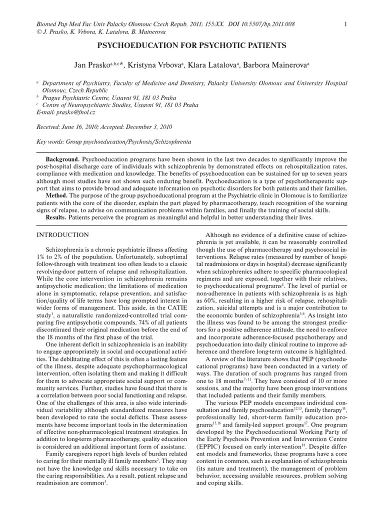 PSYCHOEDUCATION PSYCHPSIS | PDF | Psychosis | Schizophrenia