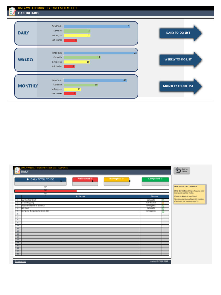 Daily-Weekly-Monthly Task Template | PDF