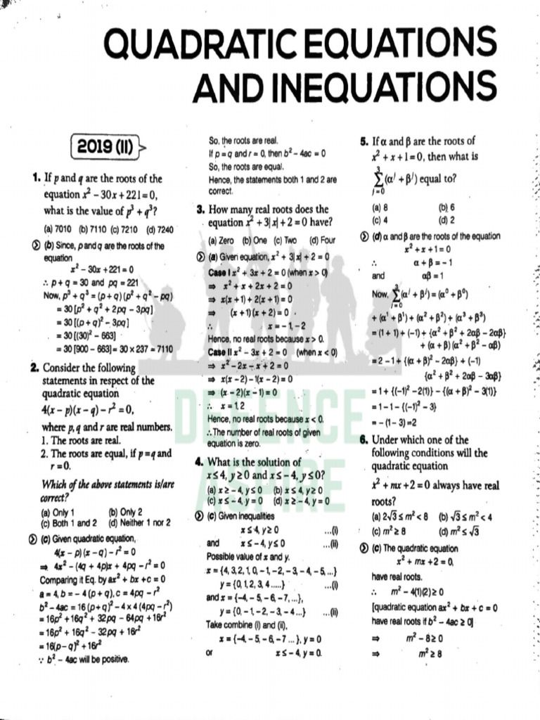 5 Quadratic Equation and Inequations (2014-2019II) . | PDF