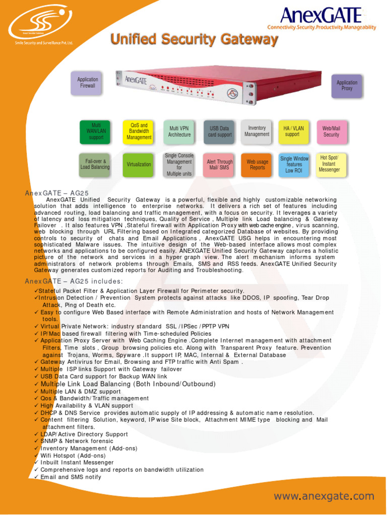 AnexGATE AG25 | PDF | Proxy Server | Computer Network
