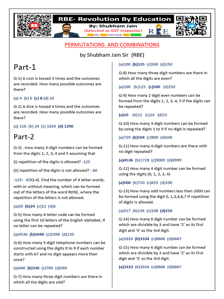 Permutation and Combinations | PDF | Consonant | Vowel