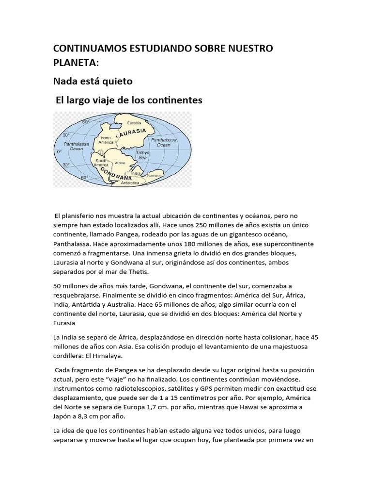 Evolución de los Continentes: Pangea y Más | PDF | Continente ...
