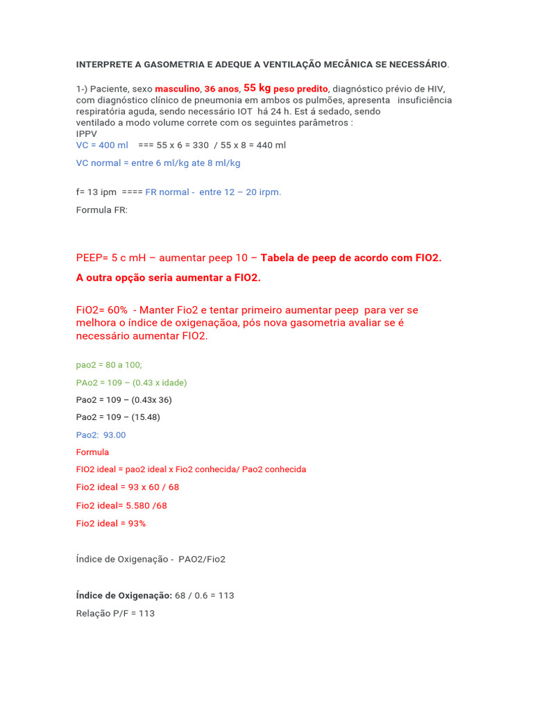 formulas e calculos | PDF | Doença de obstrução pulmonar crônica ...