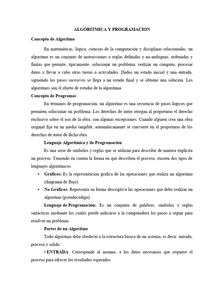 Algoritmica y Programacion | PDF | Algoritmos | Lenguaje de programación
