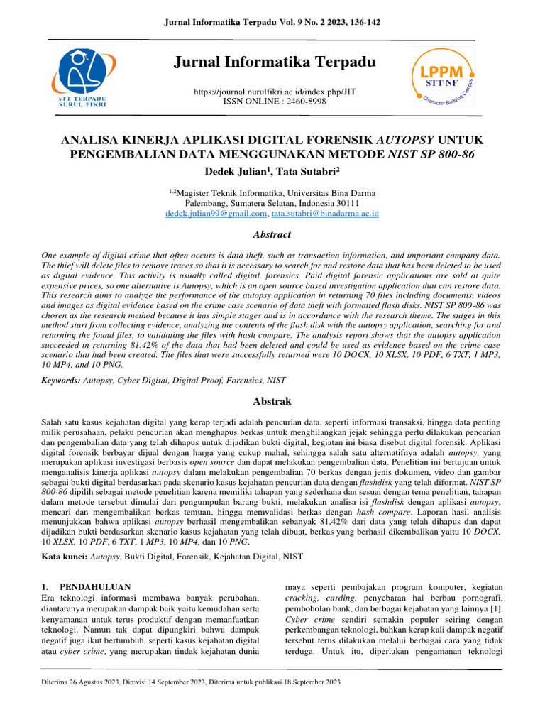 984-File Utama Naskah-3993-1-10-20230921 | PDF | Computer Forensics | Forensic Science