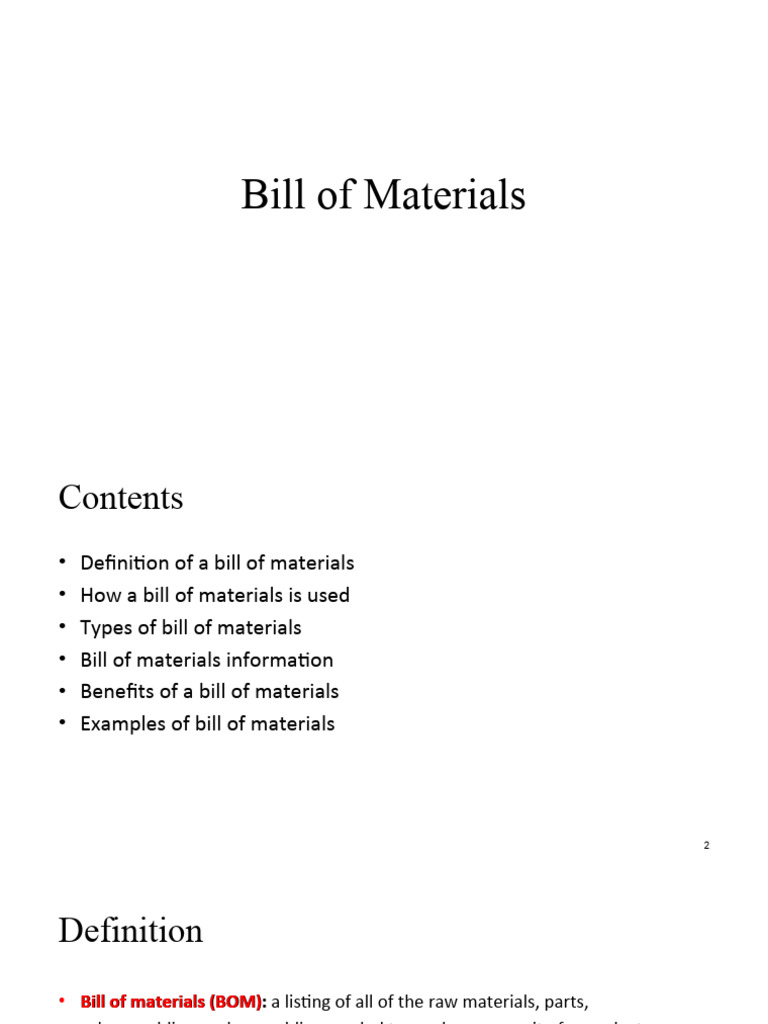 BOM (Bill of Material) | PDF | Business Process | Business Economics