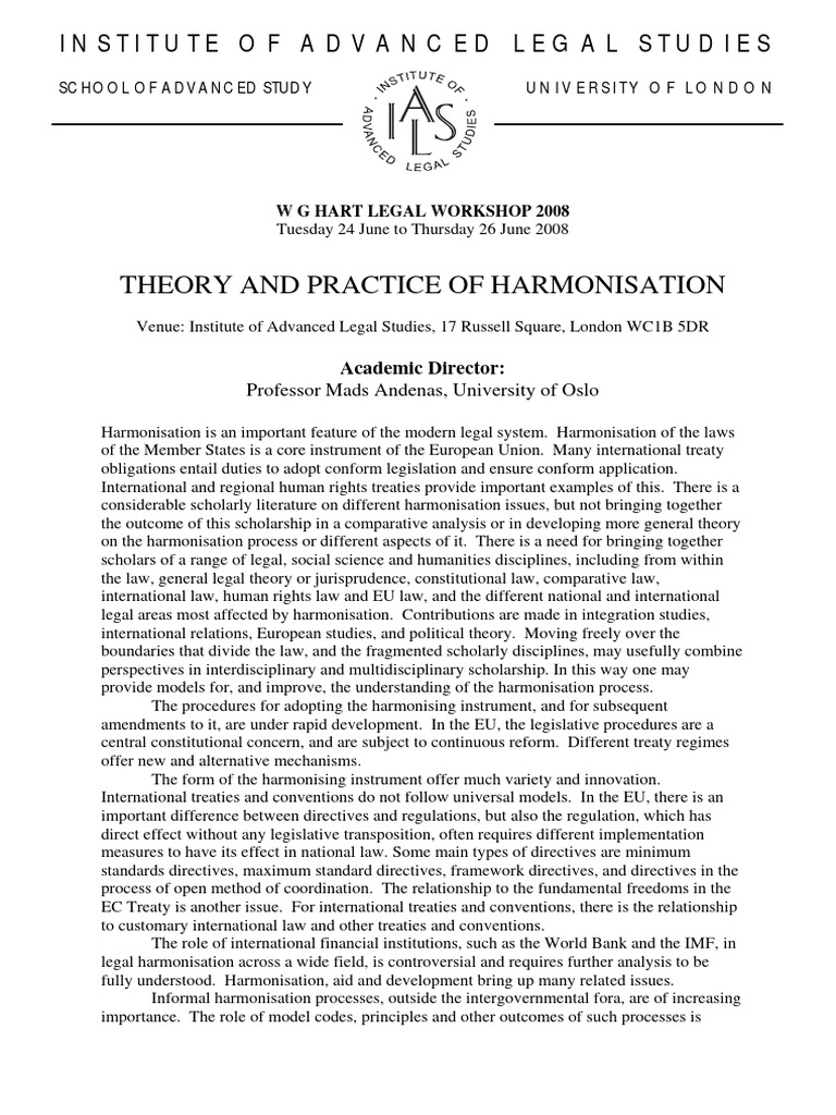 Theory and Practice of Harmonisation | PDF | Directive (European Union ...