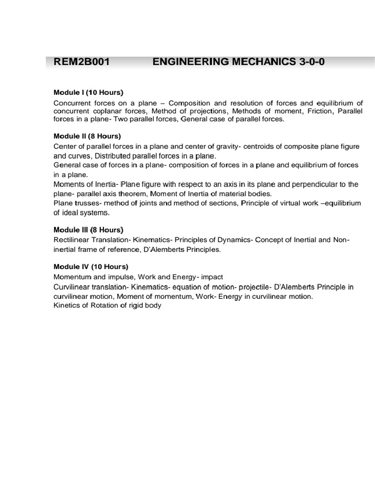 ENGINEERING MECHANICS Module 1 | PDF | Friction | Force