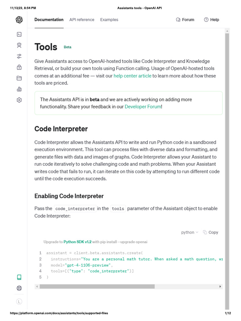 Assistants Tools - OpenAI API | PDF | Information Retrieval | Parameter (Computer Programming)