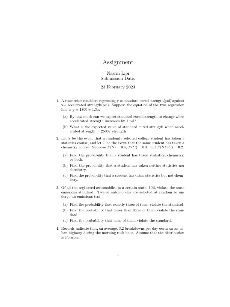 Assignment Aust | PDF | Statistics | Probability